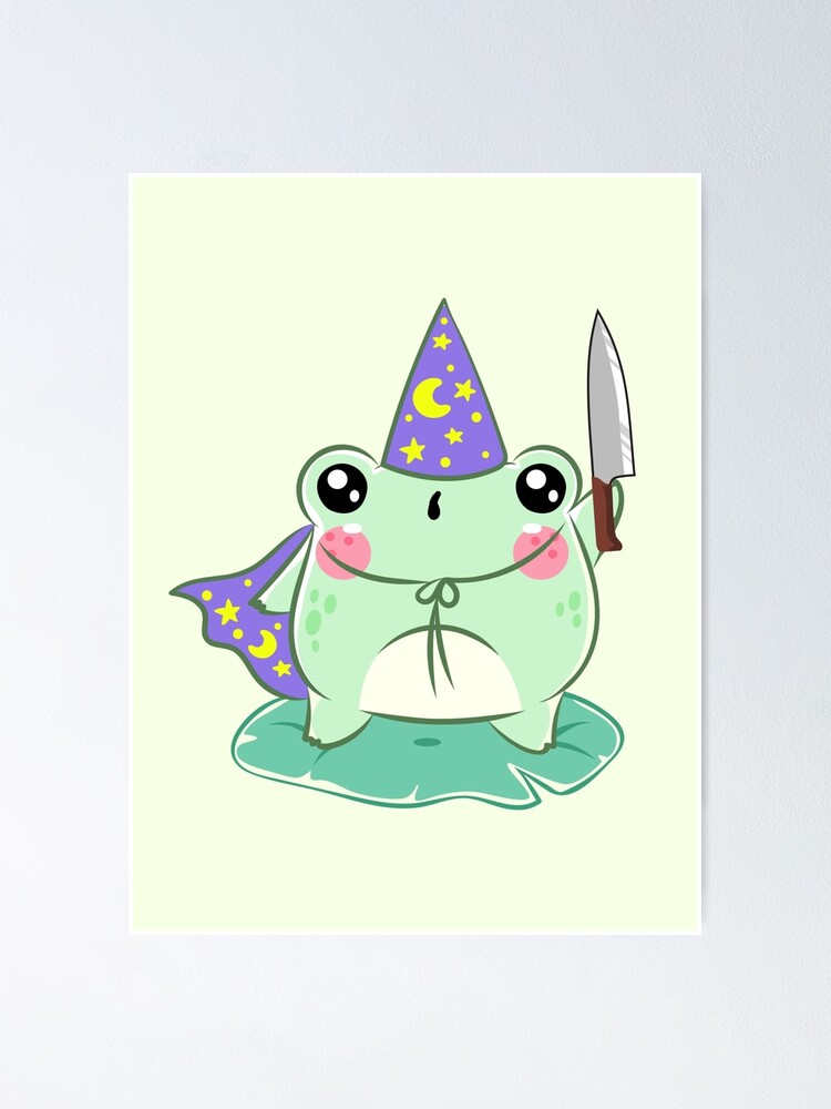 "Cute Cartoon Kawaii Frog holding knife | adorable knife animals ...