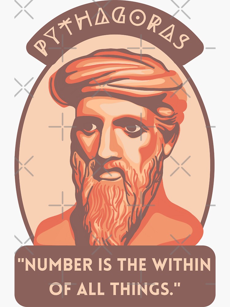 "Pythagoras Portrait and Quote" Sticker for Sale by unhingedheather ...