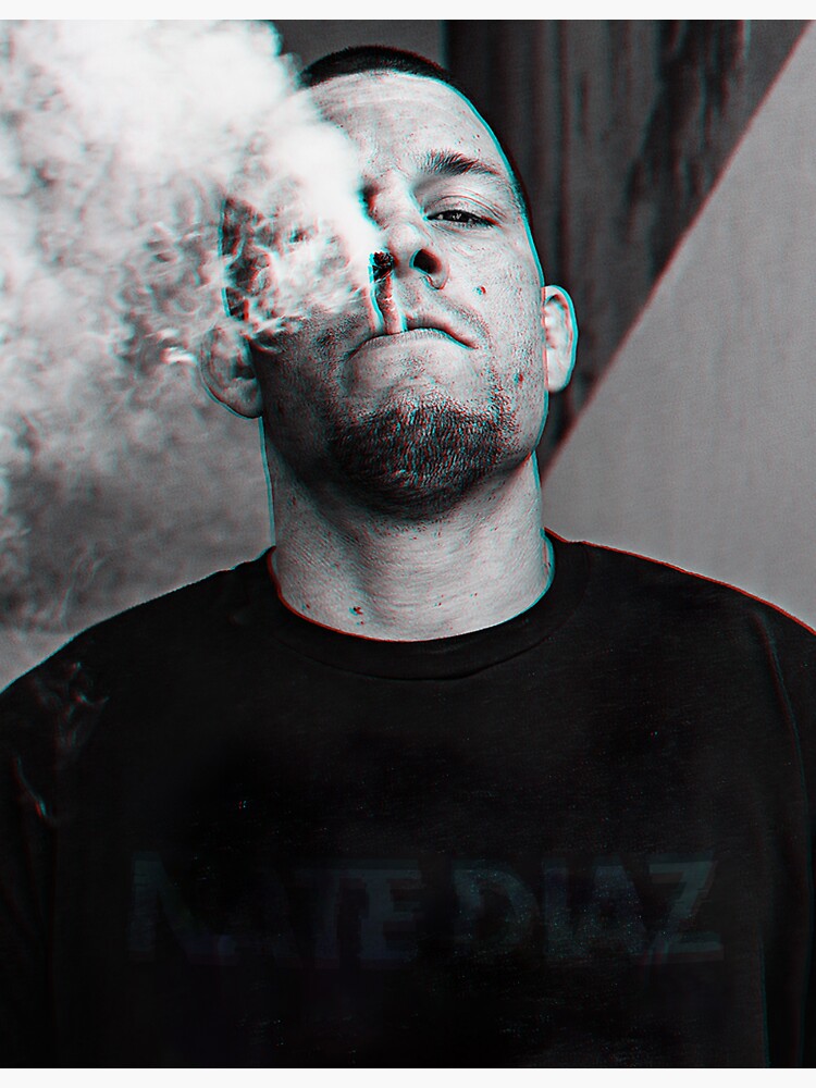 "Nate Diaz Poster Nate Diaz Smoking Weed Black UFC Nate Diaz Fighter ...