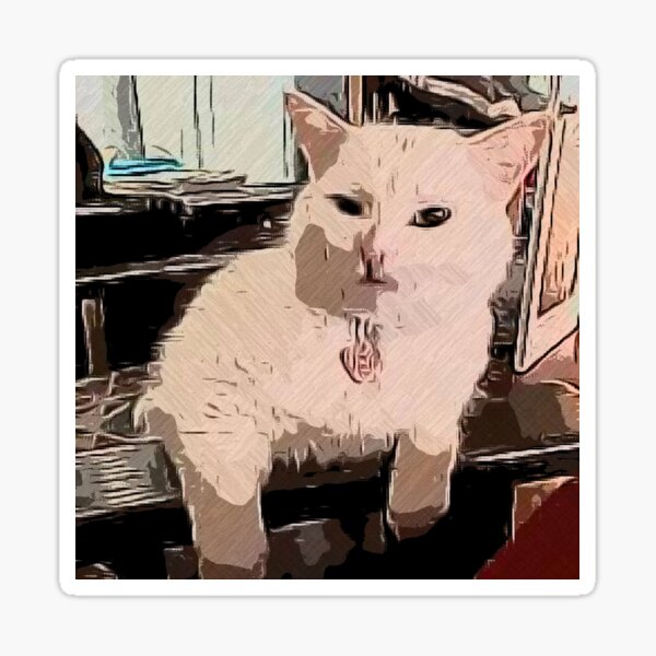"Famous Popular meme Cat OIL PAINTING style Artwork (Black)" Sticker ...