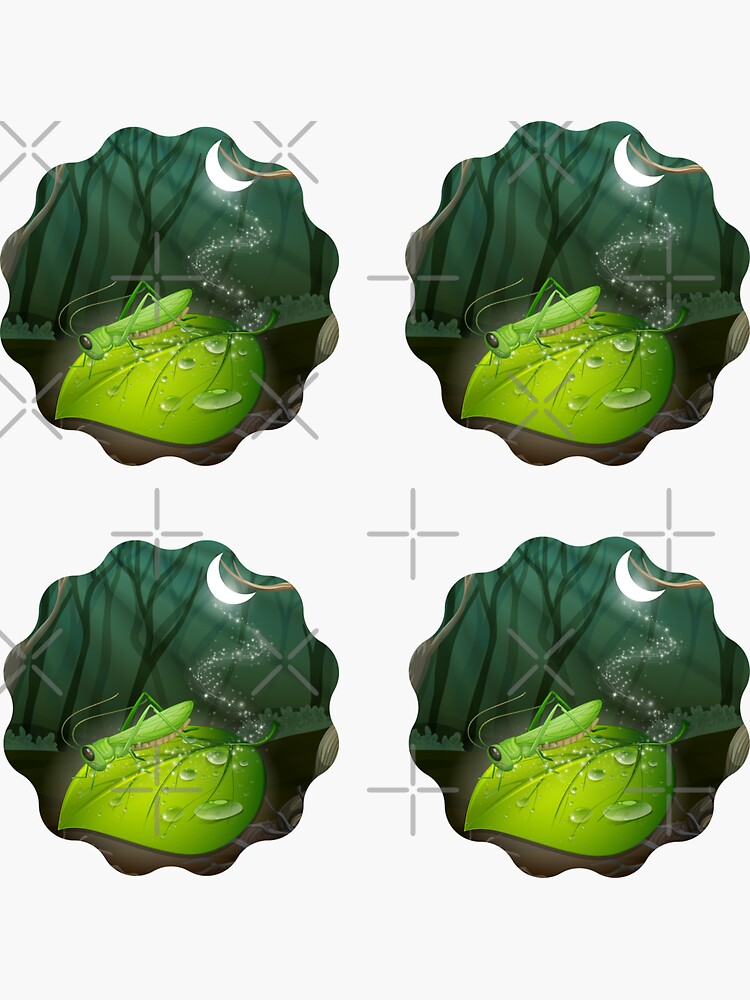 "Grasshopper insect bug lover green nature illustration" Sticker for ...