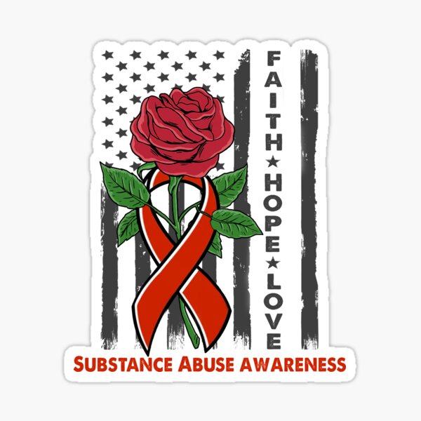 "Faith Hope Love Substance Abuse Awareness American Flag" Sticker for ...