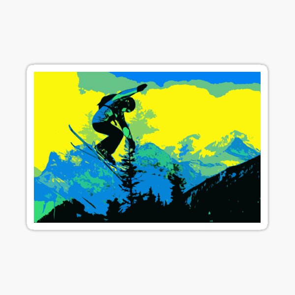 "Rocky Mountain Skier - Three Sisters Mountains" Sticker for Sale by ...