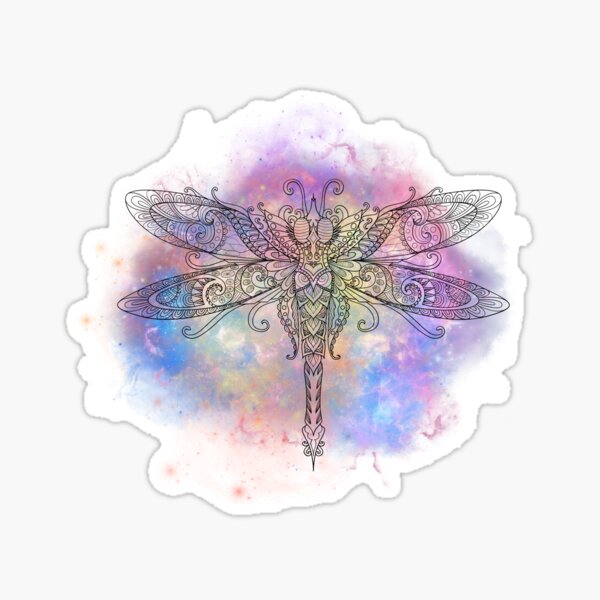 "Watercolor Galaxy Mandala Dragonfly" Sticker for Sale by Minima-Vulpes ...