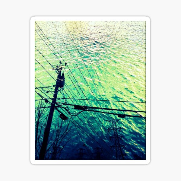 "Collage Art Double Exposure with Water and Power Lines" Sticker for ...