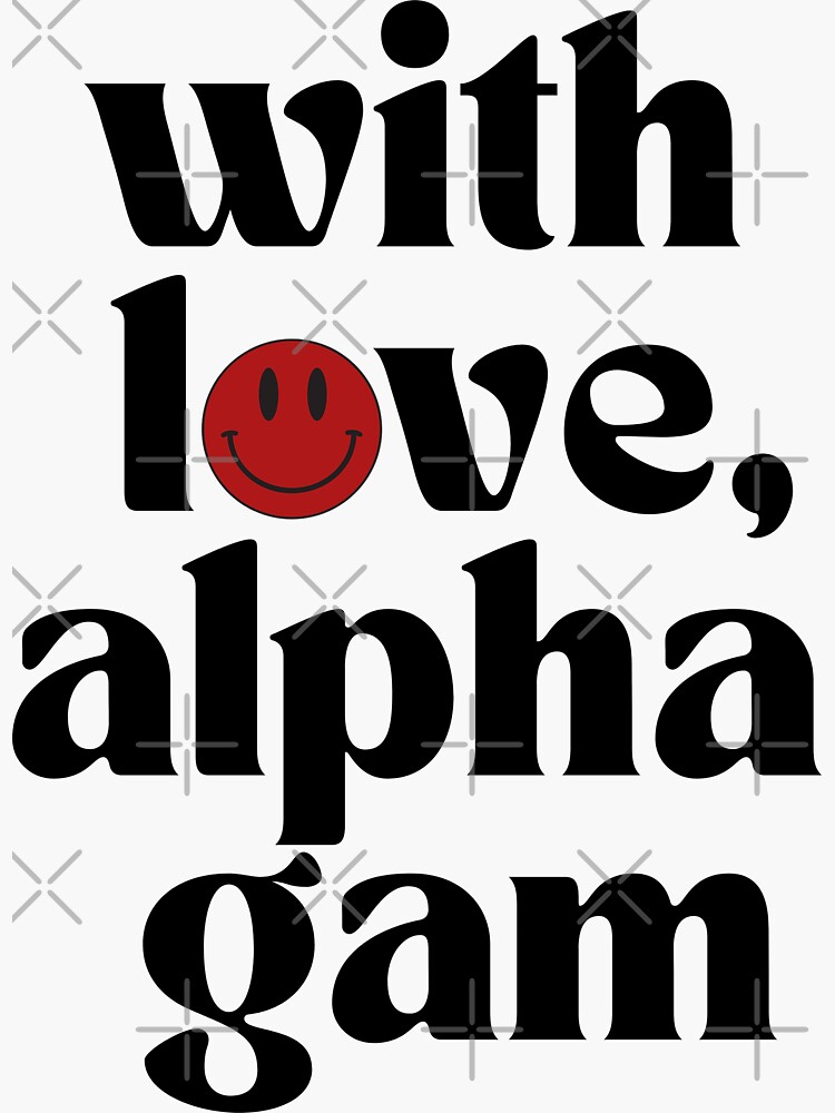 "With Love Alpha Gam" Sticker for Sale by mayosides | Redbubble
