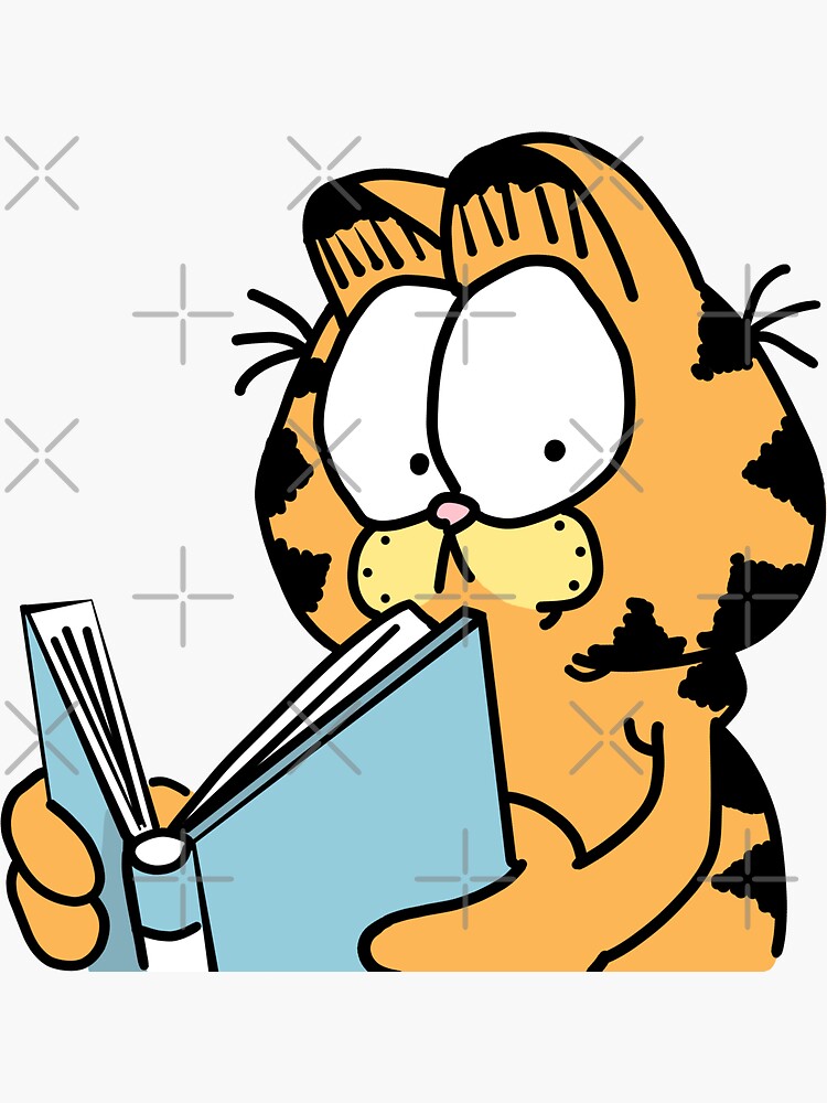 "Garfield Reading a Suspicious Book" Sticker for Sale by MehranZetzsche ...
