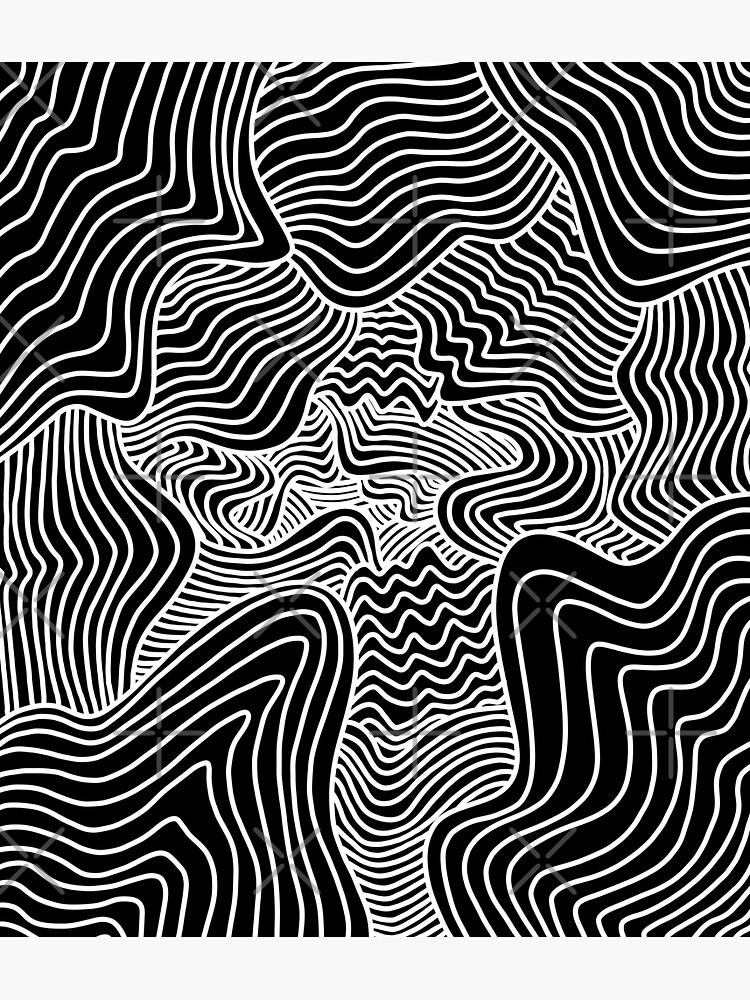 "Black and white line illustration pattern. Quicksand." Sticker for ...
