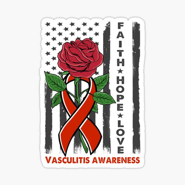 "Faith Hope Love Vasculitis Awareness American Flag" Sticker for Sale ...