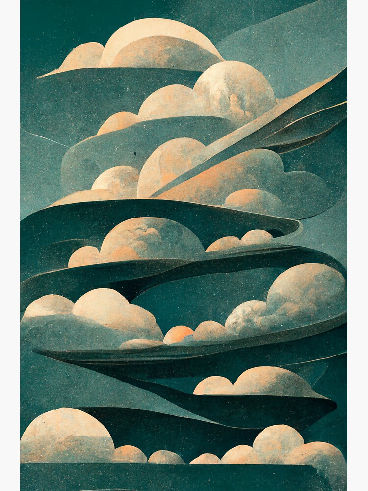 "Clouds Art Deco" Sticker for Sale by ArtDecoGecko | Redbubble