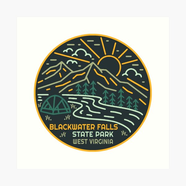 "Blackwater Falls State Park Mountain Drawing Logo" Art Print for Sale ...