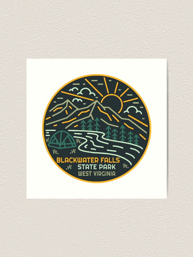 "Blackwater Falls State Park Mountain Drawing Logo" Art Print for Sale ...