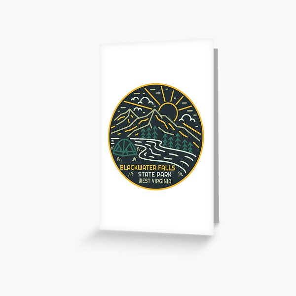 "Blackwater Falls State Park Mountain Drawing Logo" Greeting Card for ...