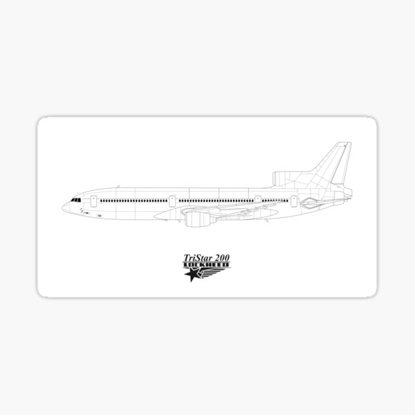 "Lockheed TriStar 200 Line Drawing" Sticker by SteveHClark | Redbubble