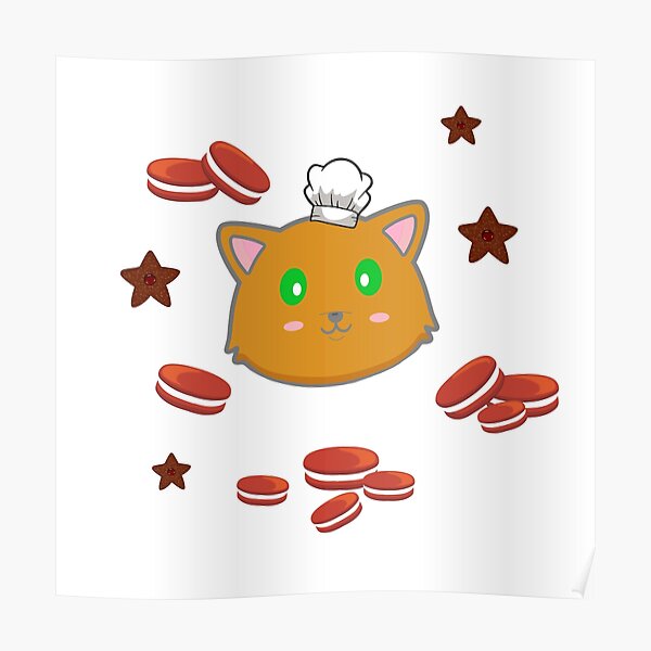 "Adorable chef cat making biscuits pack" Poster for Sale by ImpsMire ...