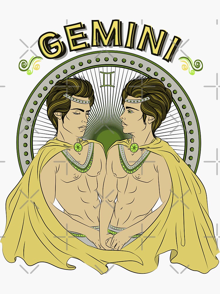 "Gemini God Twin design on black background version" Sticker for Sale ...