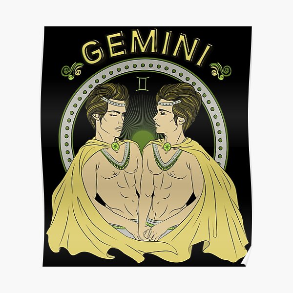 "Gemini God Twin design on black background version" Poster for Sale by ...