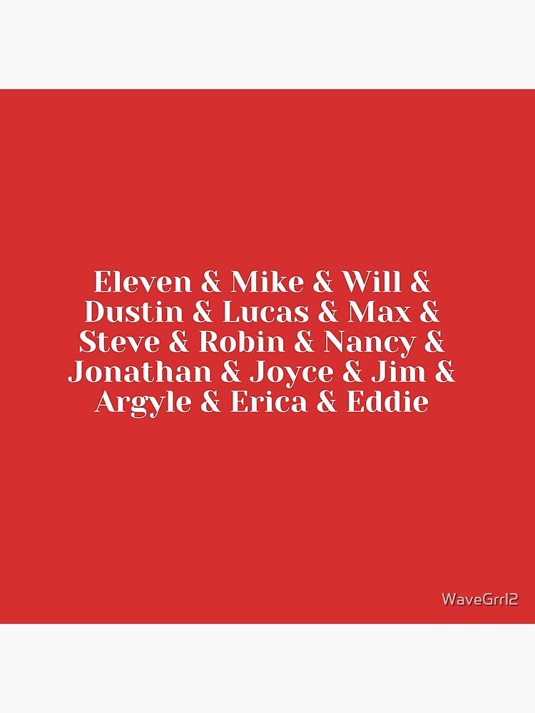 "Stranger Things character names" Poster for Sale by WaveGrrl2 | Redbubble