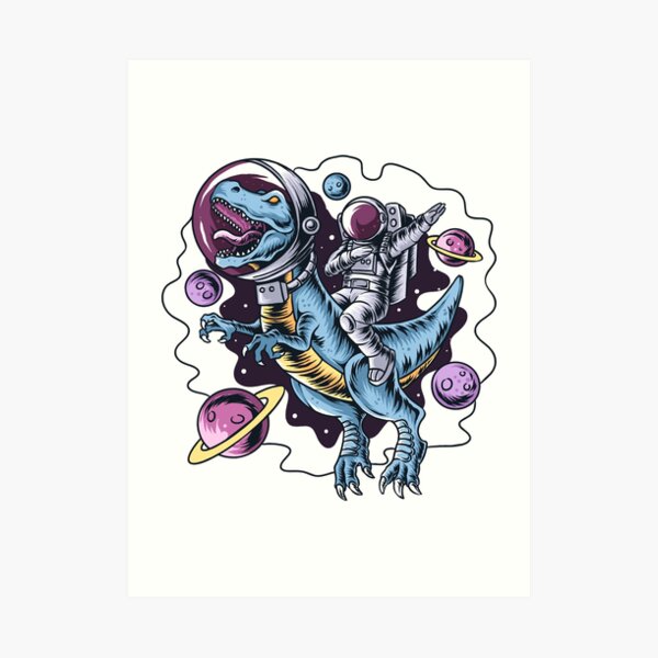 "Astronaut Riding a Dinosaur T-Rex in Space Meme" Art Print for Sale by ...