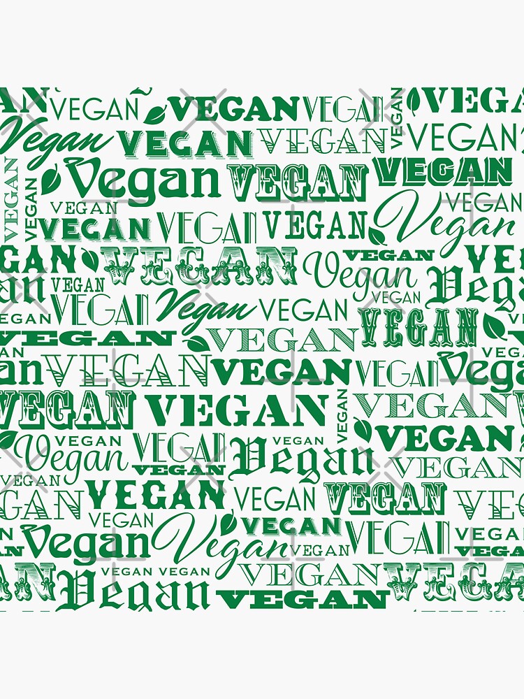 "Vegan Word Art Repeat Dark Green Plant Based " Sticker for Sale by ...