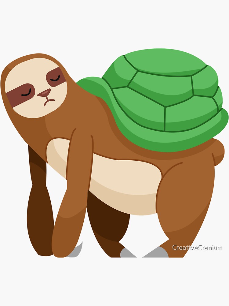"Precious Face Sloth With Turtle On Its Back" Sticker for Sale by ...