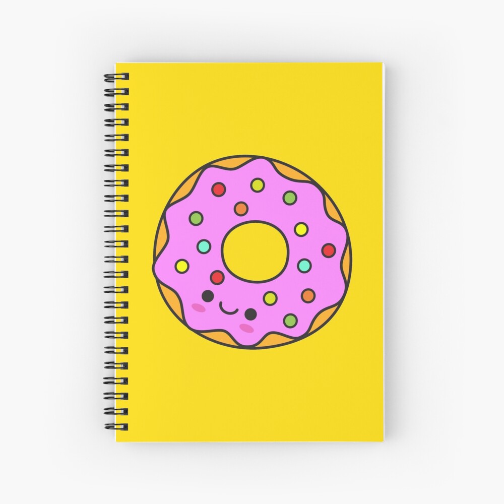 "Cute Kawaii Pink Donut Doughnut Food Cartoon" Spiral Notebook for Sale ...