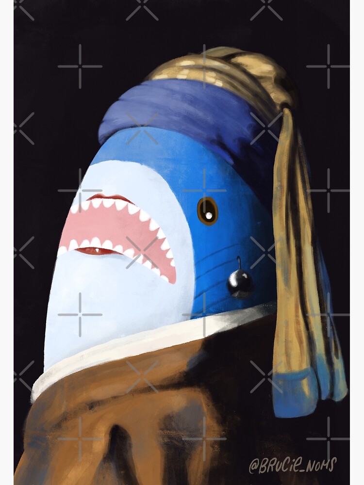 "The Blahaj with a Pearl Earring" Poster for Sale by BrucieNoms | Redbubble