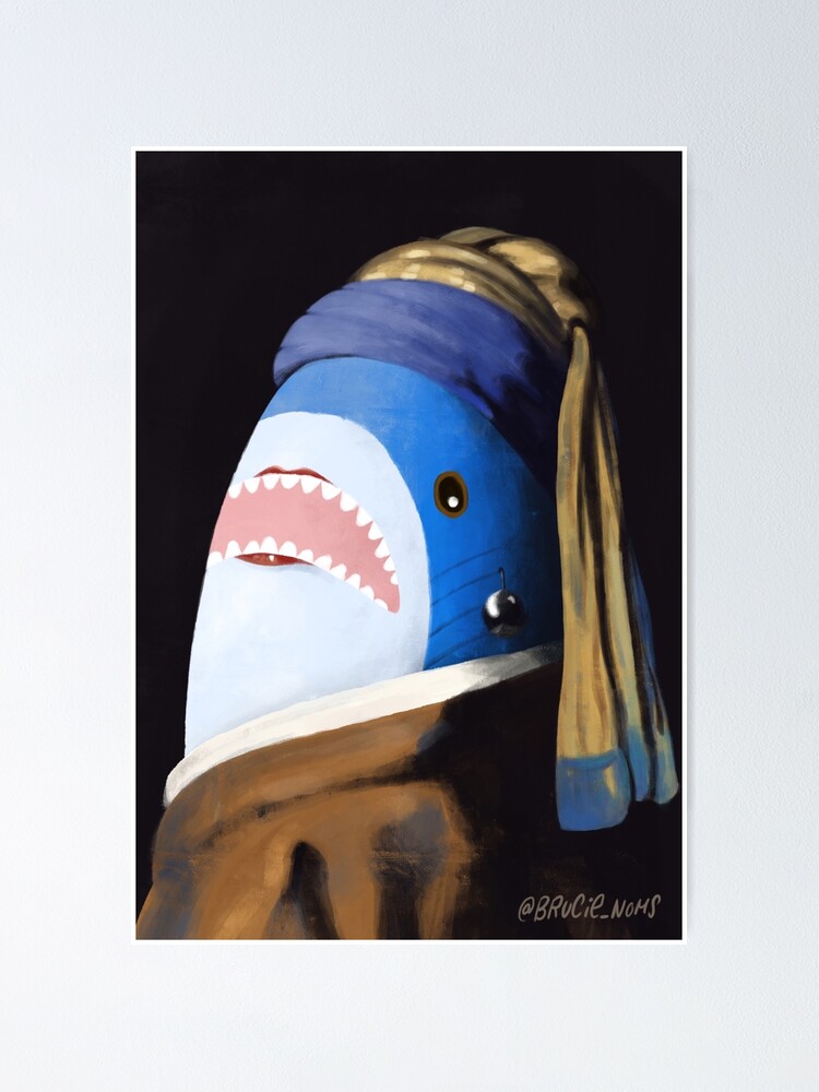 "The Blahaj with a Pearl Earring" Poster for Sale by BrucieNoms | Redbubble