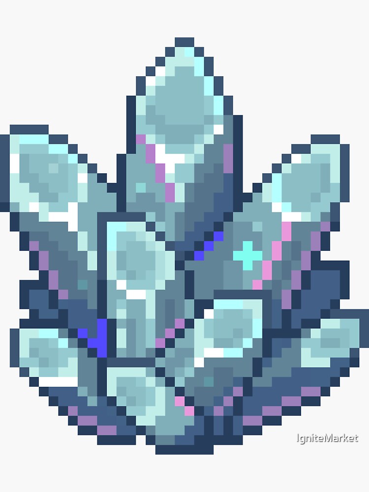 "Retro Pixel-Art 8-Bit Light Blue Magical Crystal" Sticker for Sale by ...