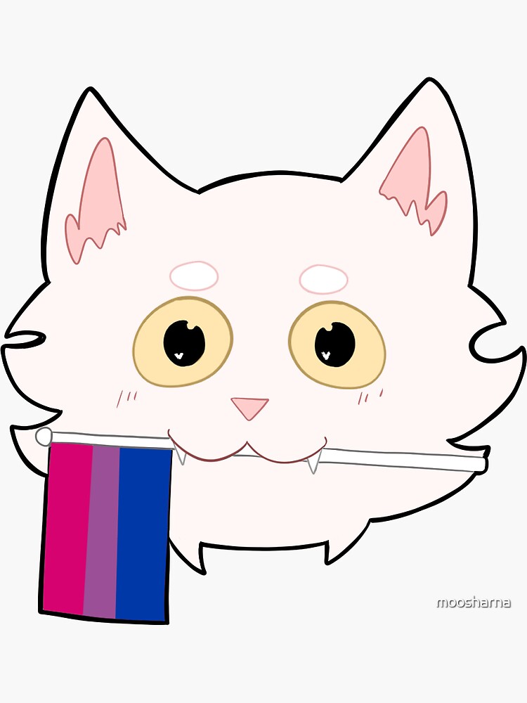 Cat With The Bisexual Pride Flag Sticker For Sale By Moosharna