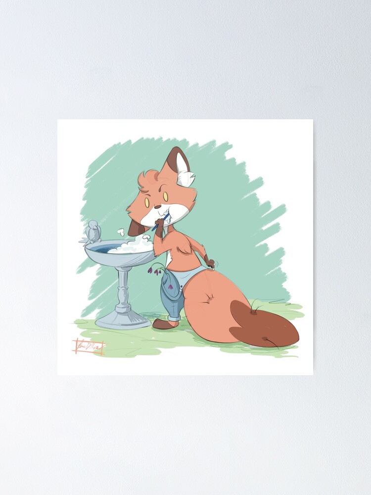 "Foxy brushing its teeth" Poster for Sale by RyukiArtbook | Redbubble