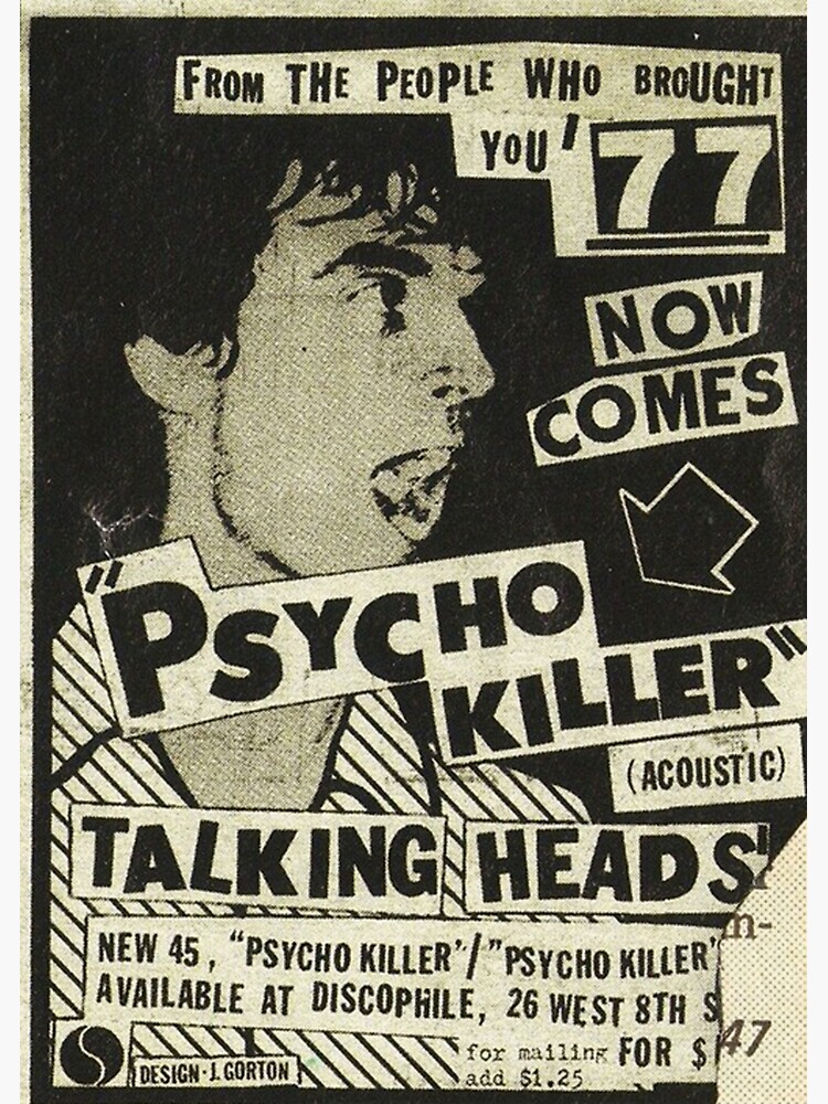 "Psycho Killer - Talking Heads" Sticker for Sale by tammyaponte | Redbubble