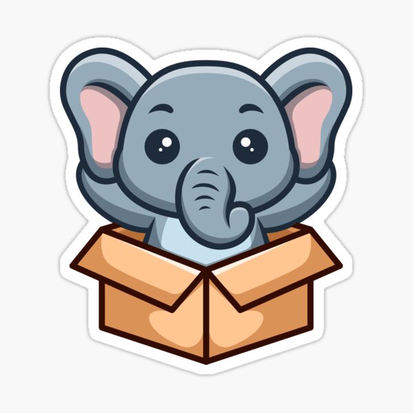 "Elephant Sitting Out From Box Cute Cartoon" Sticker for Sale by ...