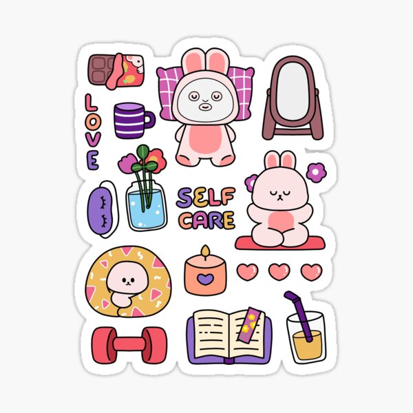 "Cute Self Care Bunny" Sticker for Sale by satchisatchi | Redbubble