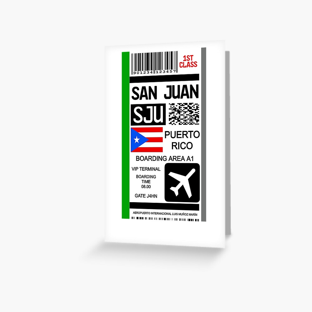 "San Juan Puerto Rico travel ticket version 2" Greeting Card for Sale ...