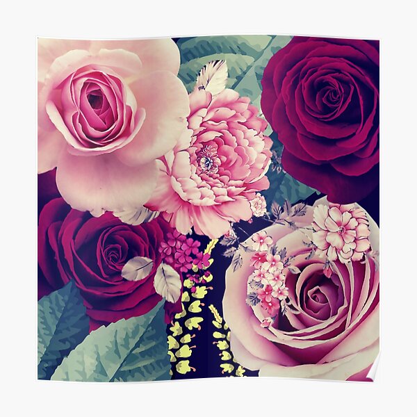 "Pink and Red Roses" Poster for Sale by ThePeanutSeries | Redbubble