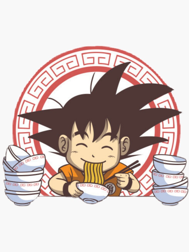 "Little Goku eating noodles Sticker" Sticker for Sale by Gaylechumm ...