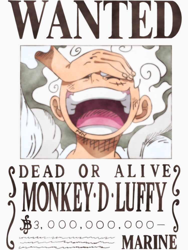 Pegatina «One Piece Wanted nuevo cartel de recompensa Monkey D Luffy ...