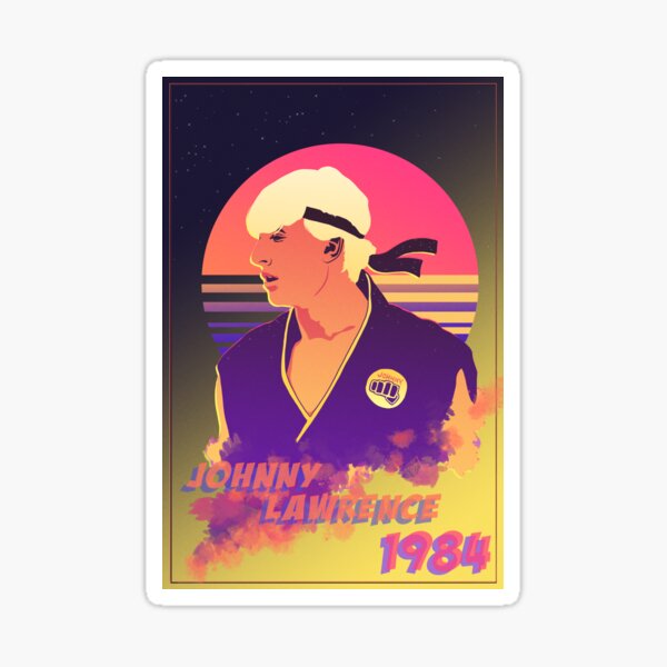 "Johnny Lawrence 1984 Neon Lights Character Poster" Sticker for Sale by ...