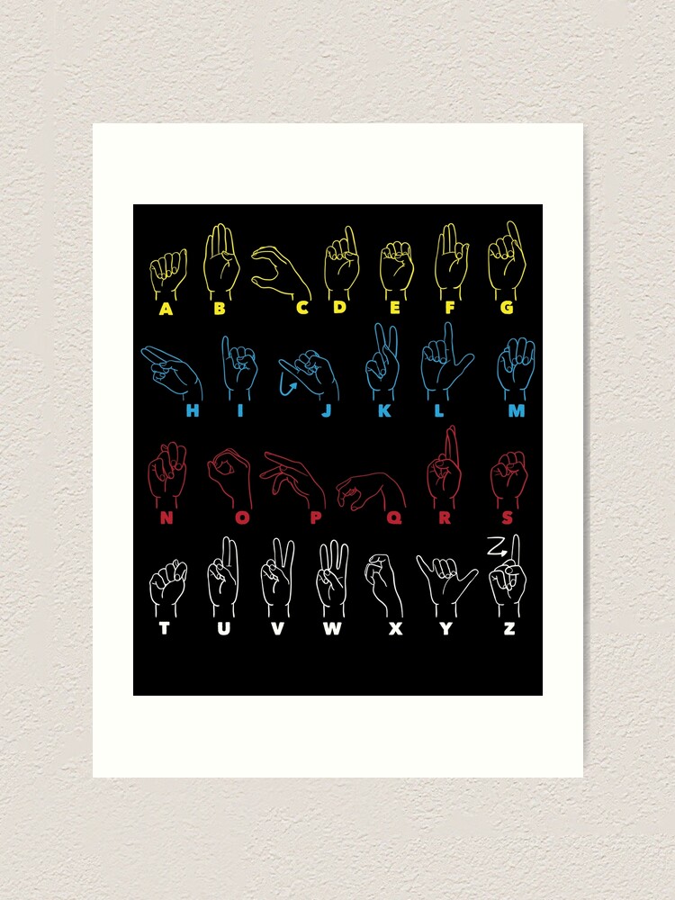 "ASL Alphabet Teacher American Sing Language ASL Chart" Art Print for ...