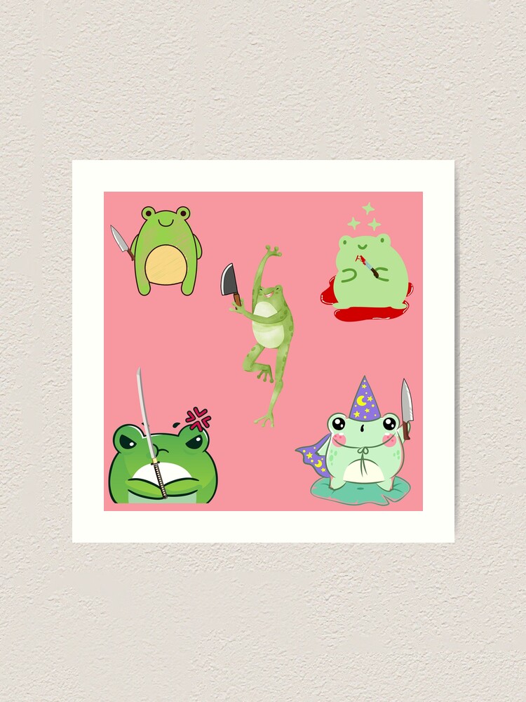"Cute Cartoon Kawaii Frog holding knife Pack | adorable knife animals ...