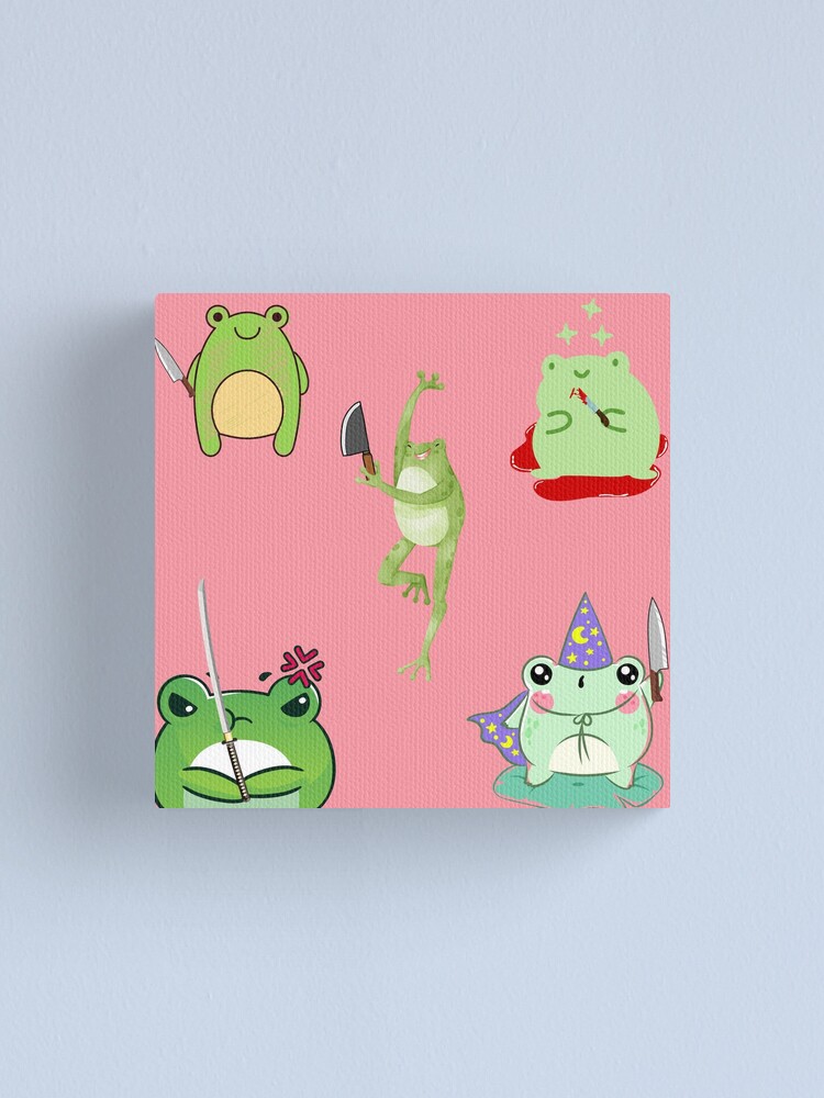 Lienzo «Cute dibujos animados Kawaii Rana con cuchillo Pack | adorables ...