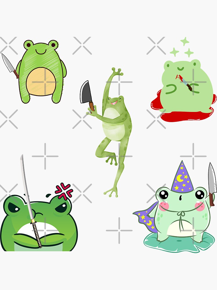 Pegatina «Cute dibujos animados Kawaii Rana con cuchillo Pack ...