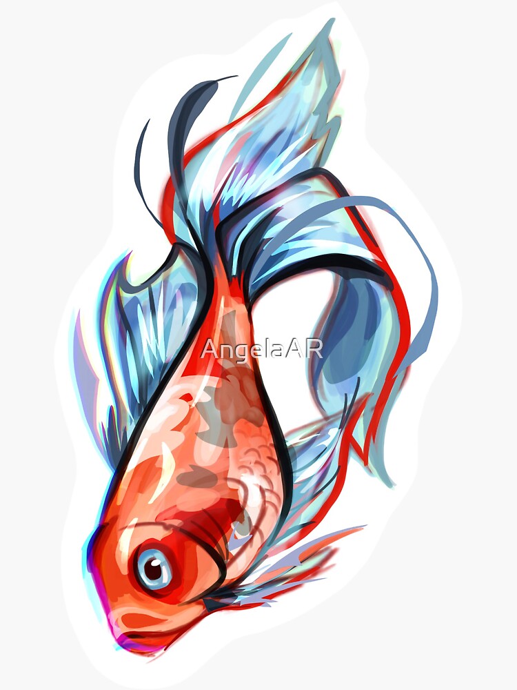 "Goldfish (Sticker)" Sticker for Sale by AngelaAR | Redbubble