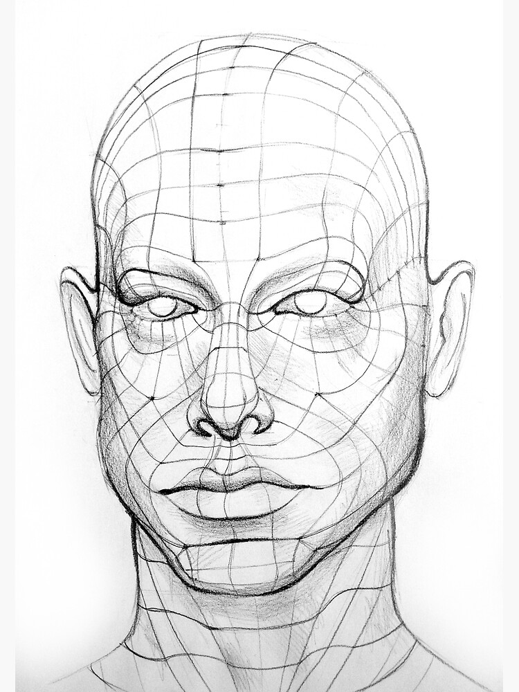 "Head of the Person with a 3d Grid. Wire Model Drawing" Poster by ...
