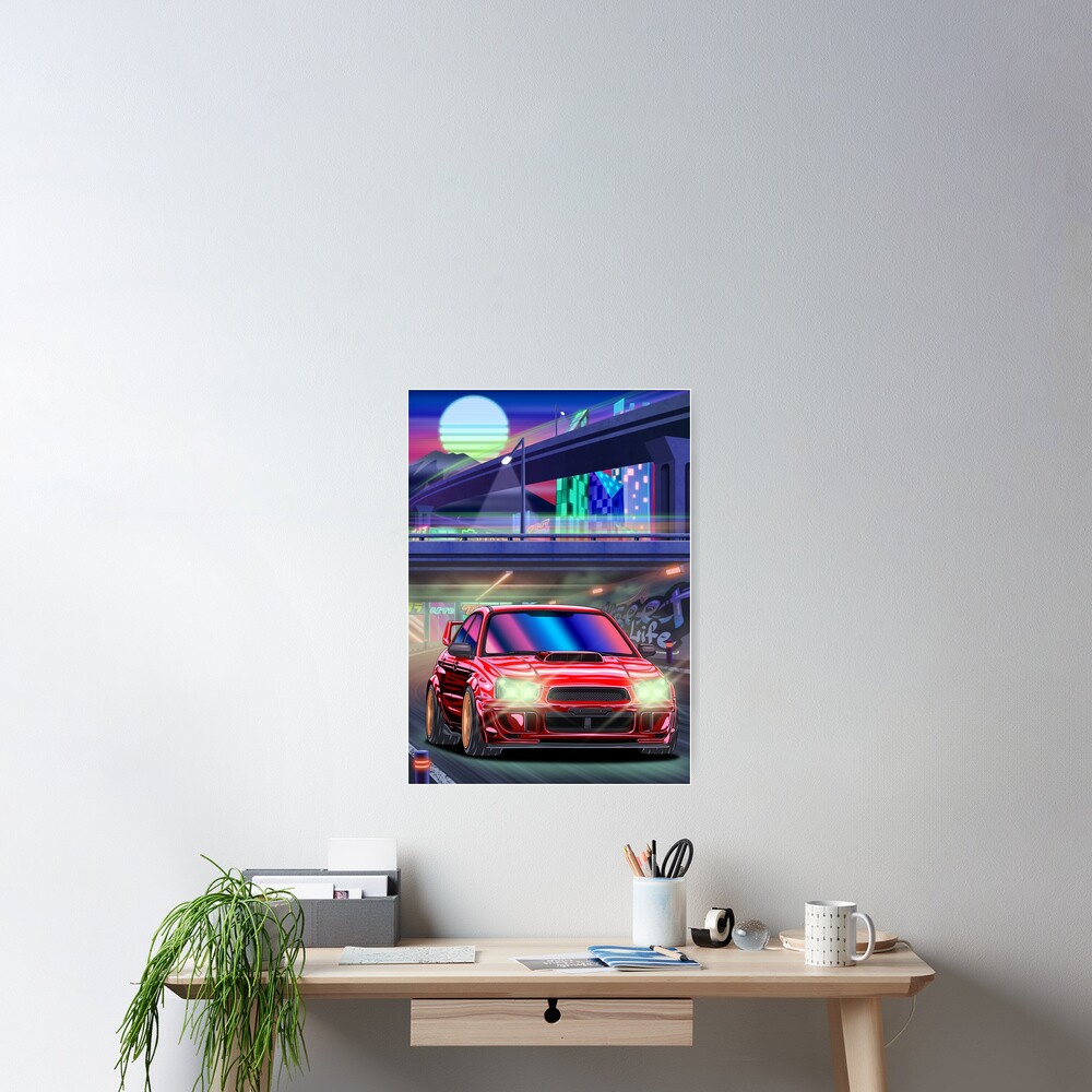 "Synthwave Red Subaru Impreza WRX STi Blob Eye " Poster for Sale by ...