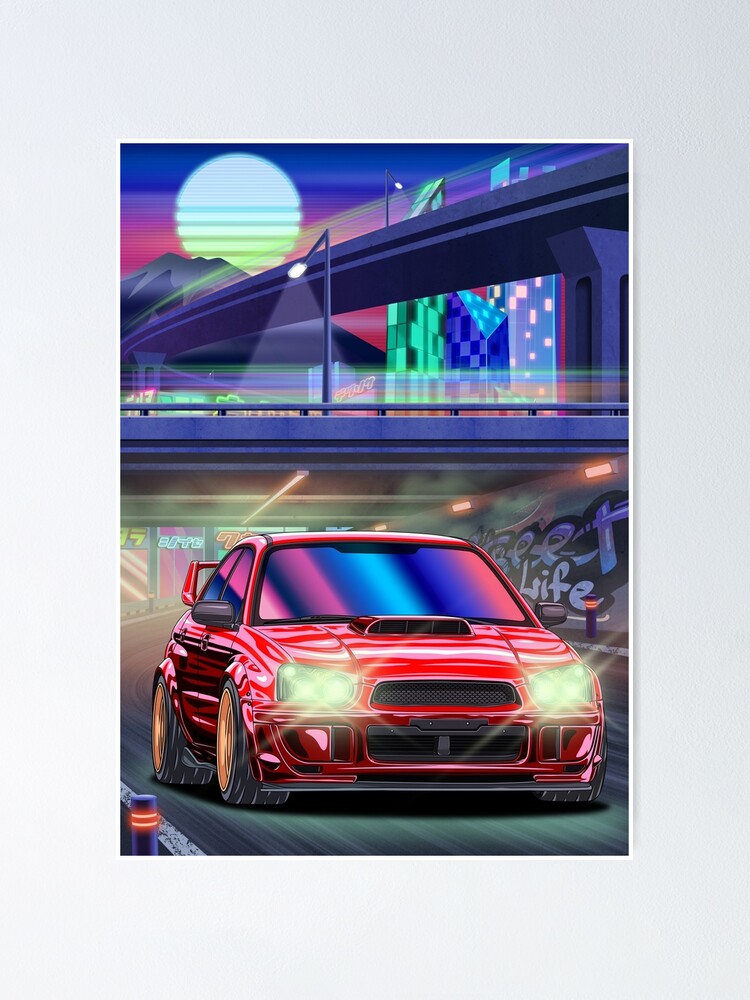 "Synthwave Red Subaru Impreza WRX STi Blob Eye " Poster for Sale by ...