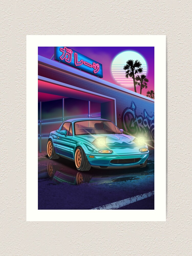 "Vaporwave Neon Night Mazda MX-5 Miata 1990" Art Print for Sale by ...