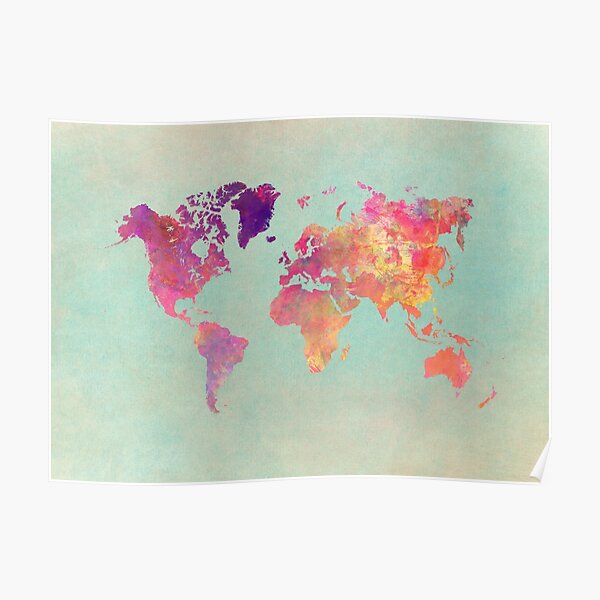 Póster «mapa del mundo 102 # mapa del mundo # mapa» de JBJart | Redbubble