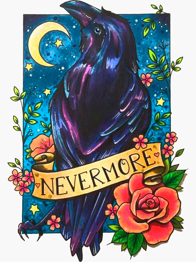 "raven nevermore tattoo" Sticker for Sale by si3iy | Redbubble